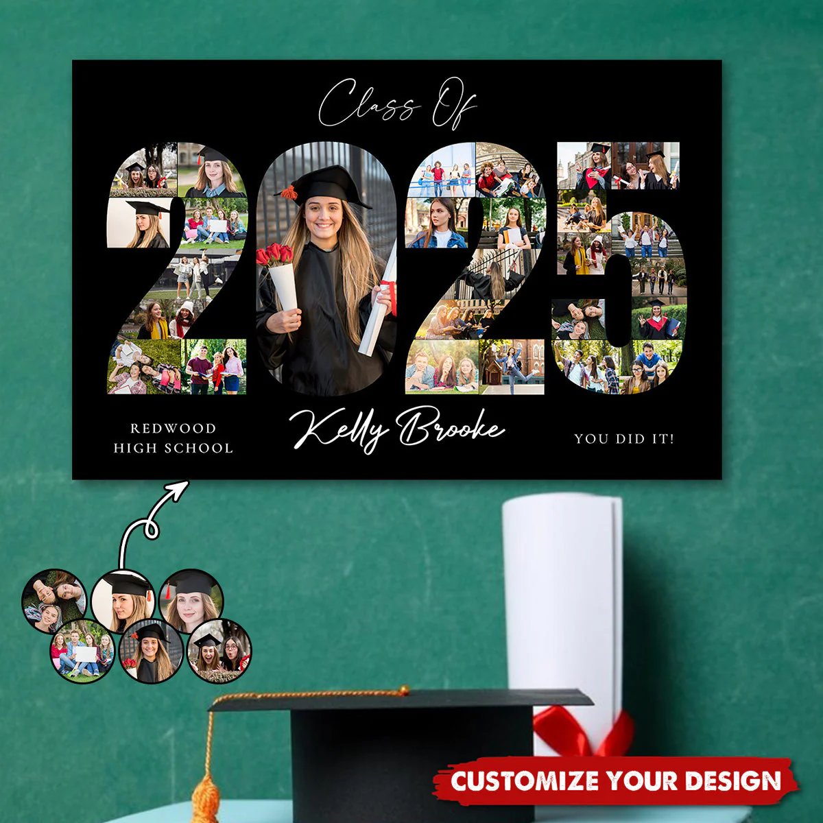 Graduation Photo Collage Welcome Sign Template, Class of 2025, Party ...