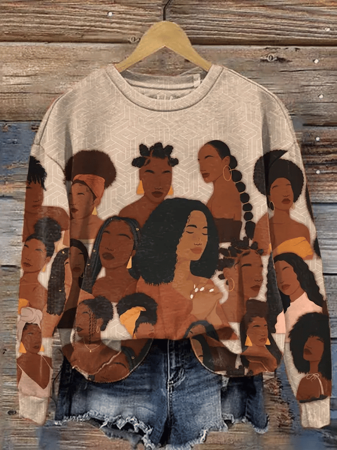 Women's African Women Art Painting Black History Month Sweatshirt