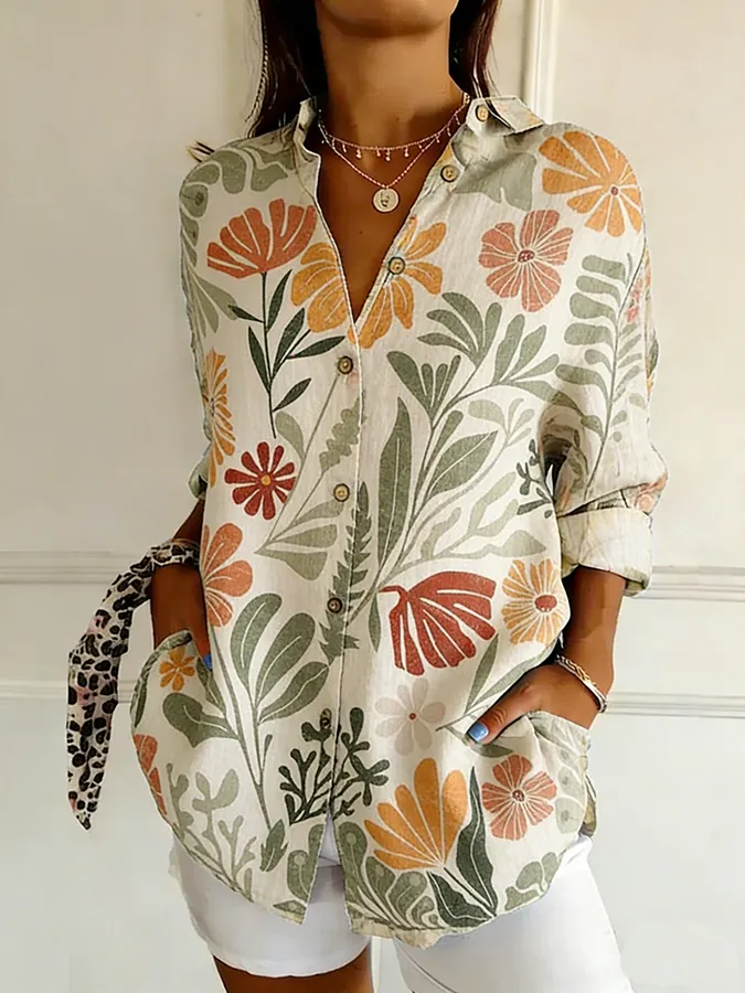 🍃Buy 3 Get 10% Off🍃Women's Spring Summer Floral Print Cotton Linen ...